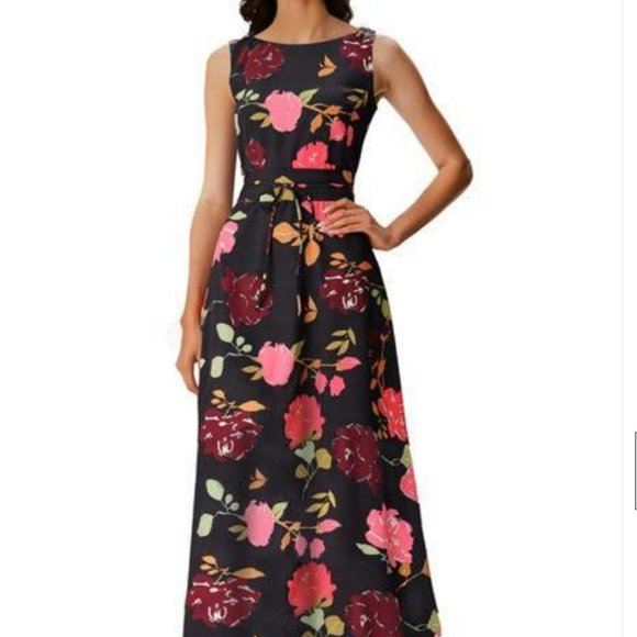 eshakti | Dresses | Eshakti Black Floral Print Aline Dress 2x Nwot ...